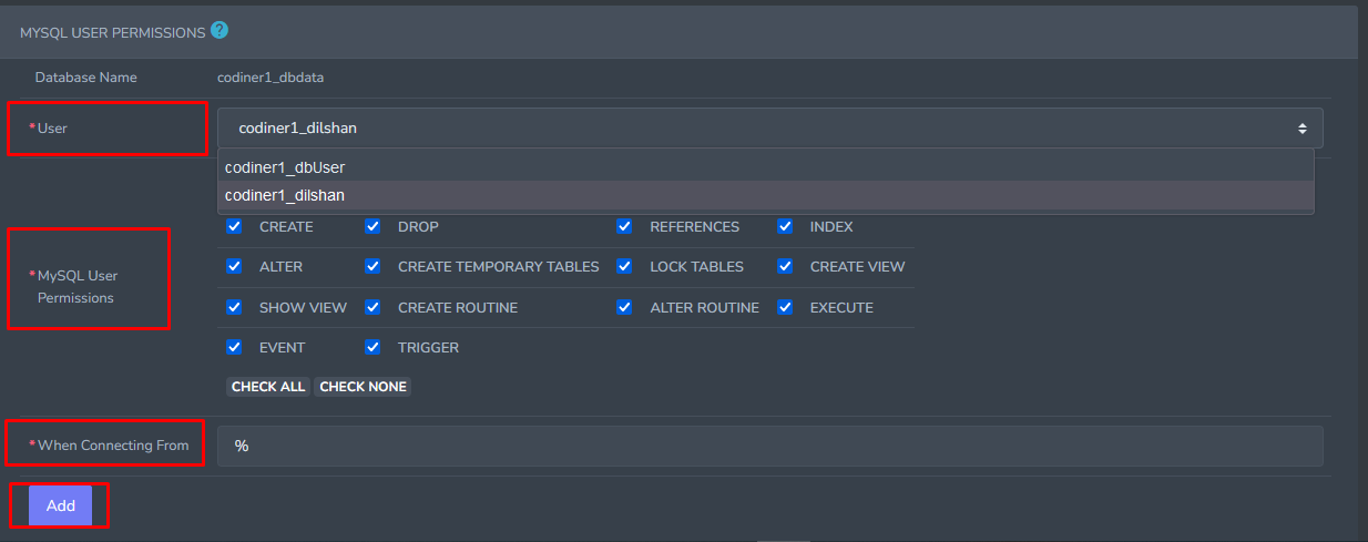 Manage MySQL Database Users in SiteWorx - Knowledgebase SriLanka Hosting