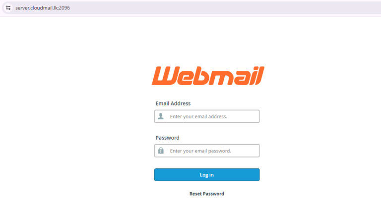 Log into Webmail - Knowledgebase SriLanka Hosting